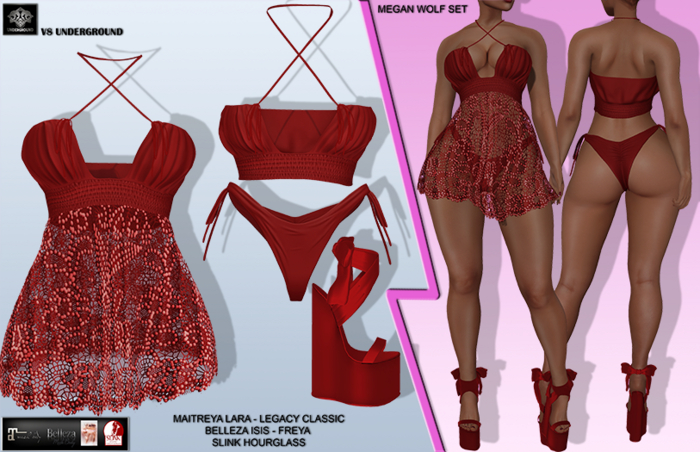 Second Life Marketplace Megan Wolf Red Risque Style Complet Outfit Wear